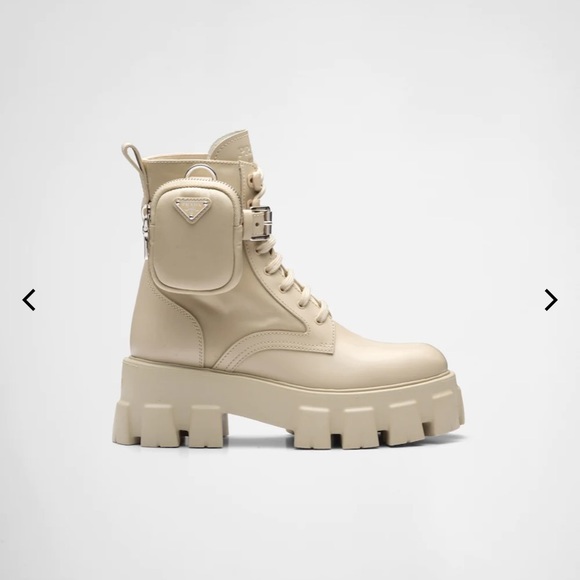 Prada | Shoes | Authentic Prada Combat Boot Beige | Poshmark